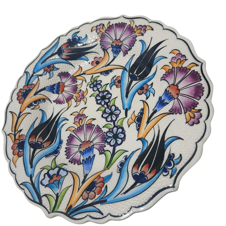 Handmade Turkish Ceramic Wall Plate: Ottoman Floral Art, 9.8 Inch - Etsy