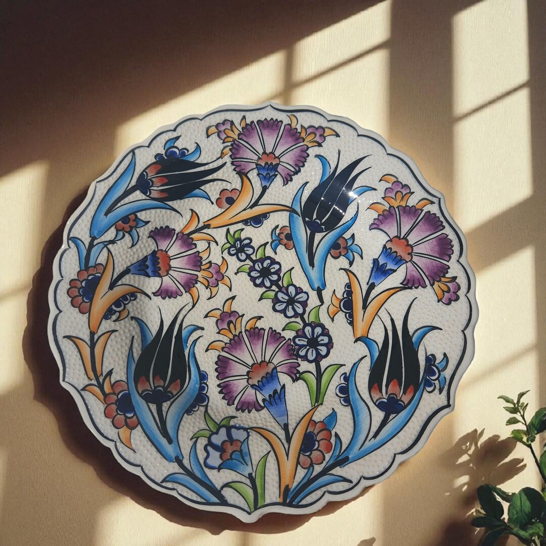 Handmade Turkish Ceramic Wall Plate: Ottoman Floral Art, 9.8 Inch - Etsy