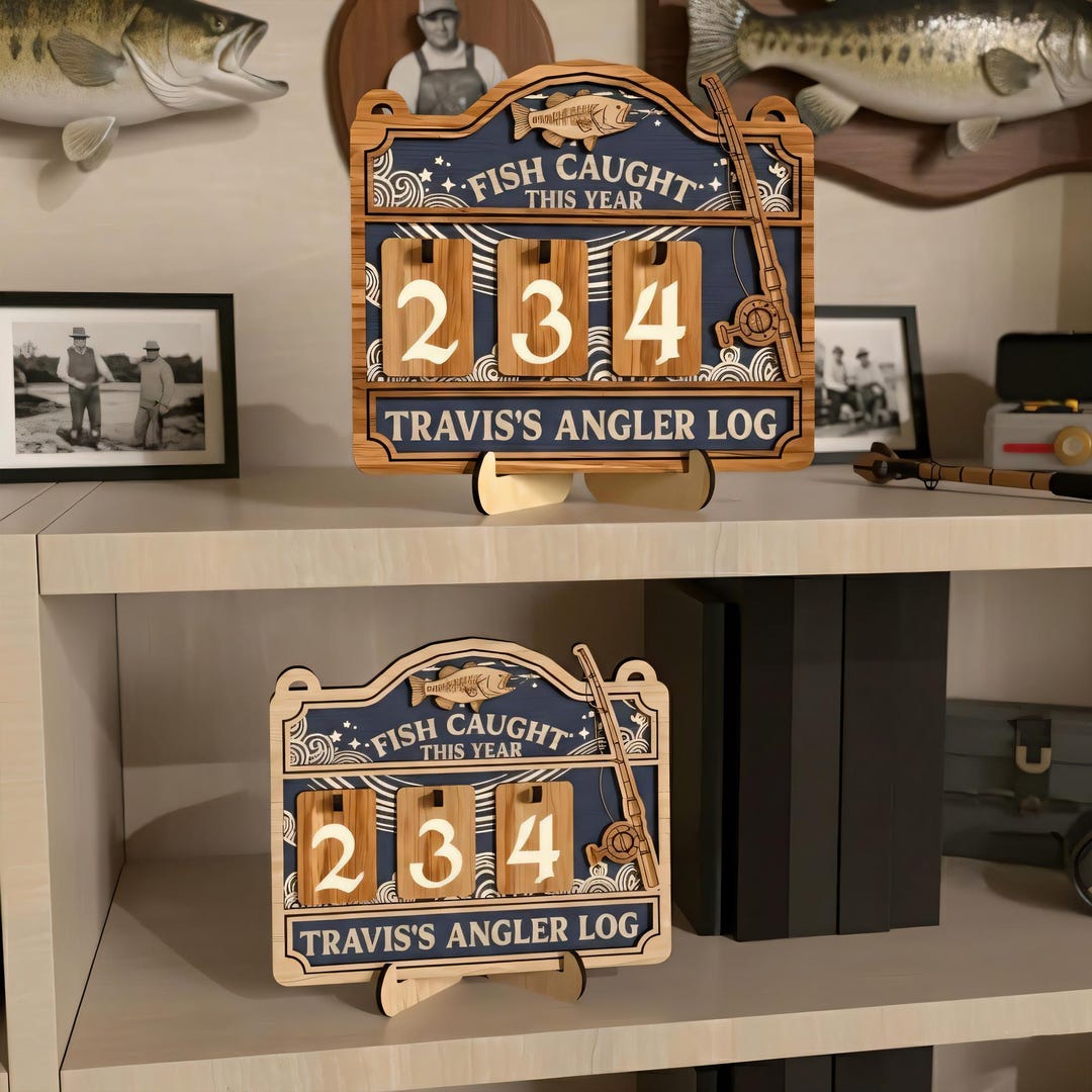 Personalized Fisher Tracker Sign: Fish Caught This Year Counter, Angler ...