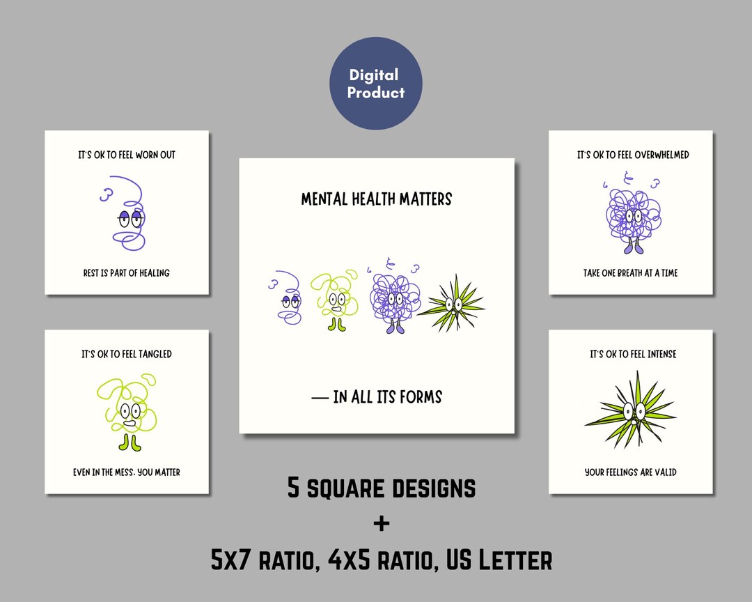 Mental Health Poster Set | Self-care Affirmation Wall Art | SEL ...