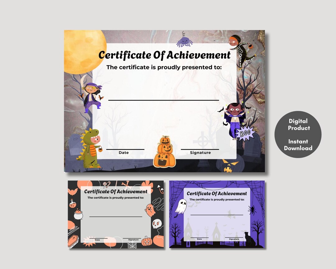Halloween Certificate of Achievement Bundle | Printable Kids Reward ...