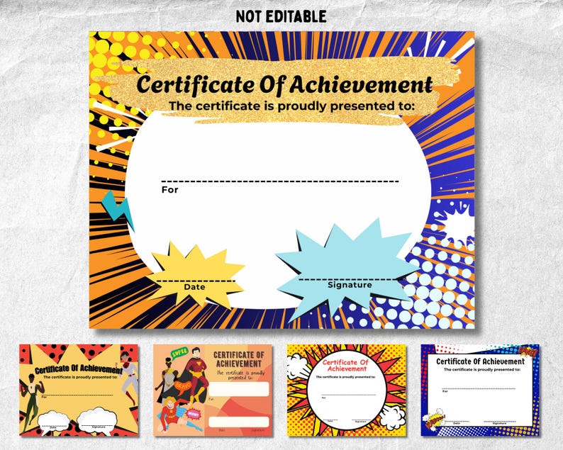 Printable Superhero-themed Certificates of Achievement for Kids, Award ...