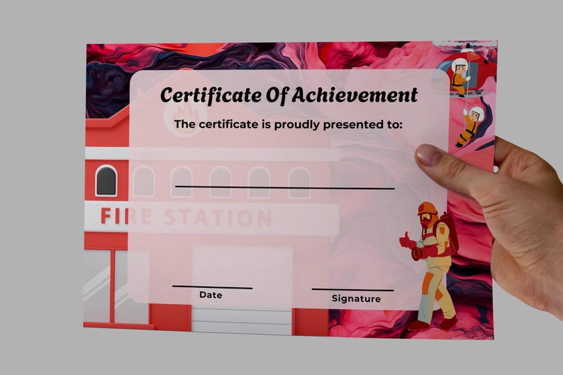 Firefighter Certificate of Achievement | Kids Fire Station Award ...