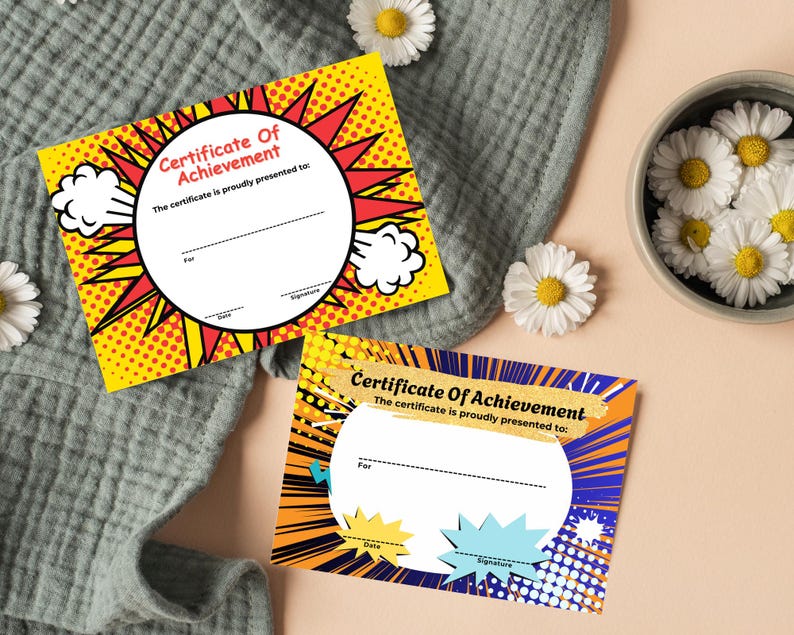 Printable Superhero-themed Certificates of Achievement for Kids, Award ...