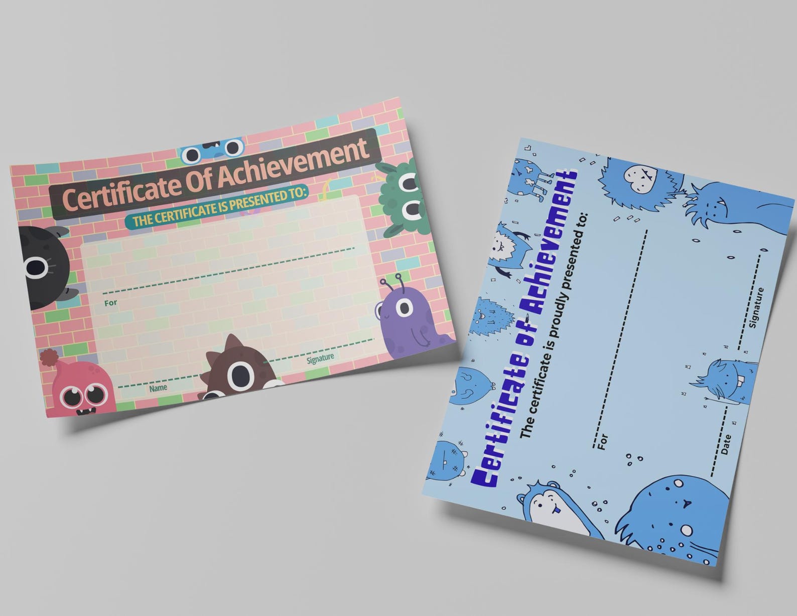 Printable Monster-themed Certificates of Achievement for Kids, Award ...