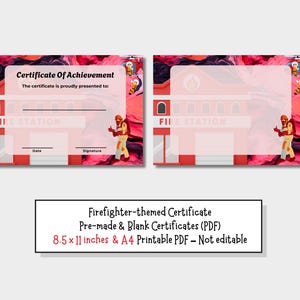 Firefighter Certificate of Achievement | Kids Fire Station Award ...