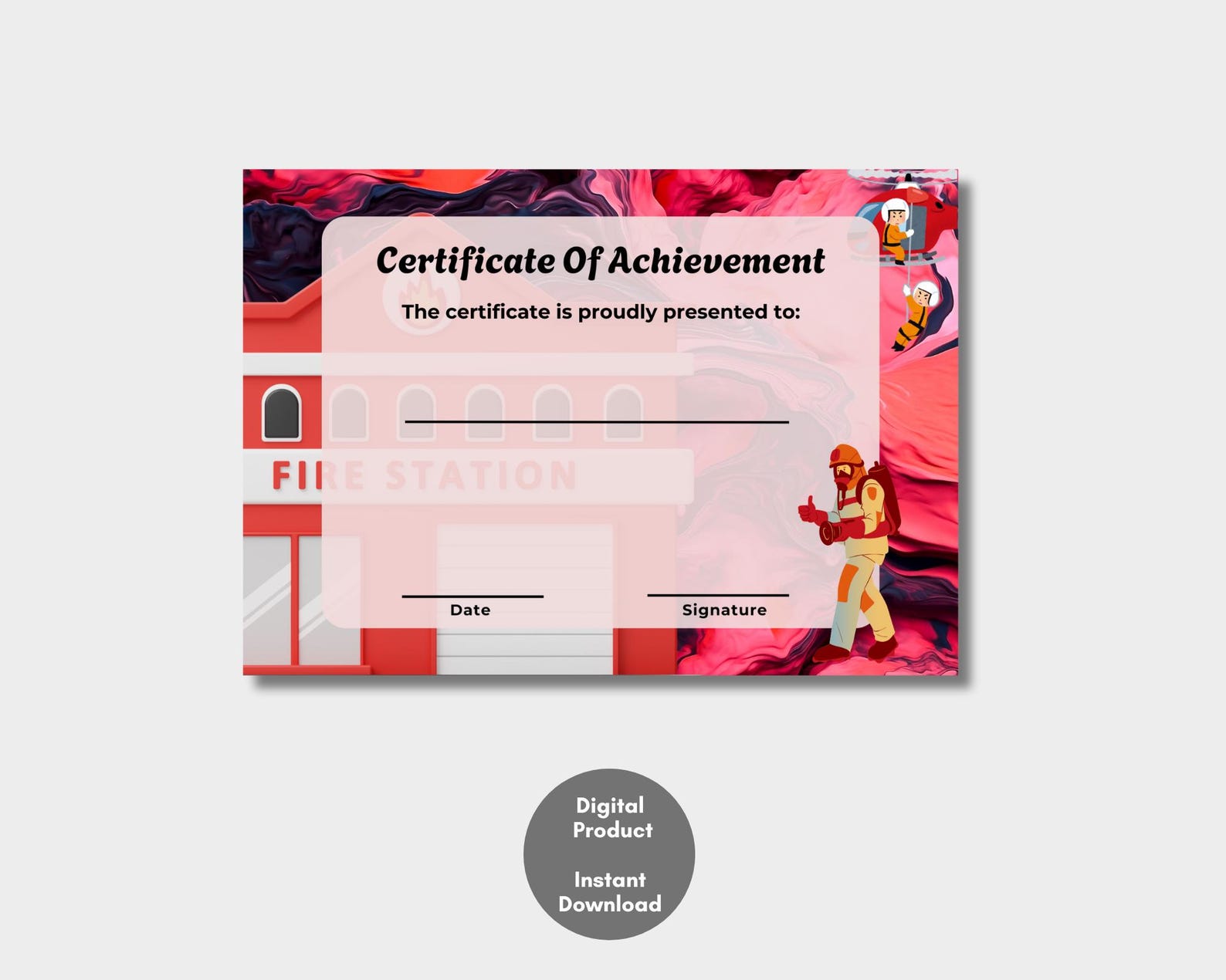 Firefighter Certificate of Achievement | Kids Fire Station Award ...
