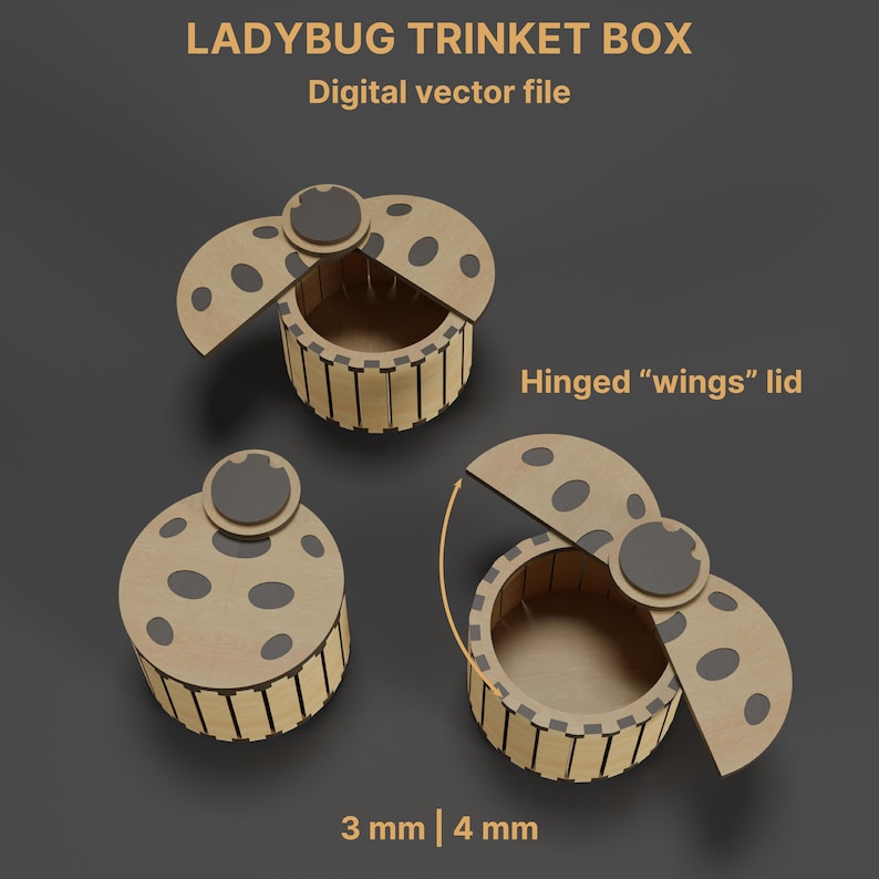 Ladybug Box Digital Laser Cut File | Ladybird Trinket Box Hinged Lid ...