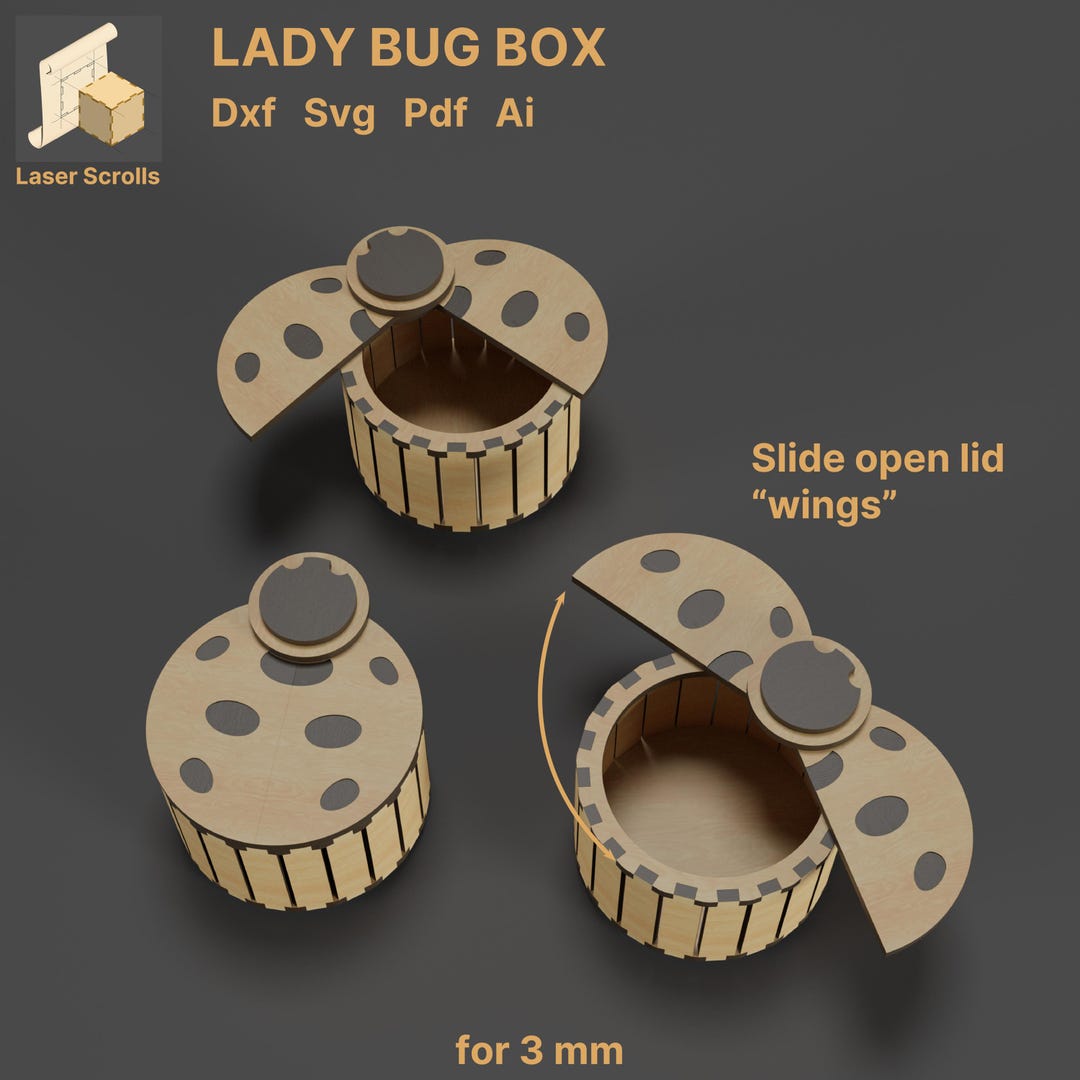 Ladybug Box Digital Laser Cut File | Ladybird Trinket Box Sliding Lid ...