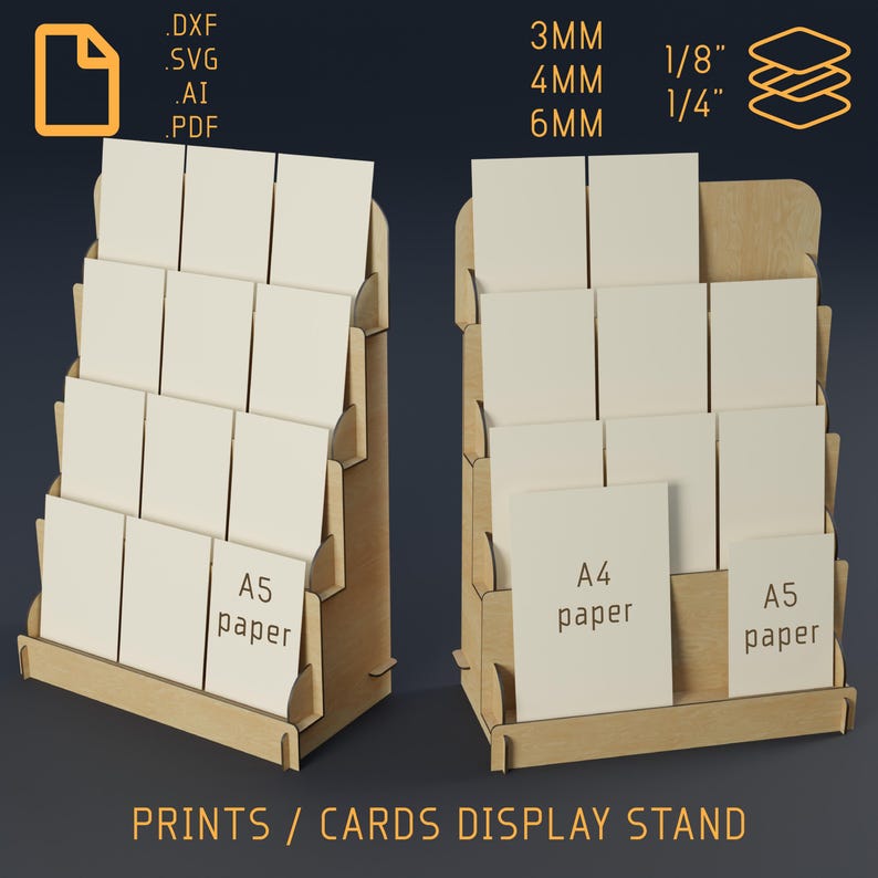 Card Display Stand | Digital Download Laser Cutting | 3mm 4mm 6mm, 1/4 ...