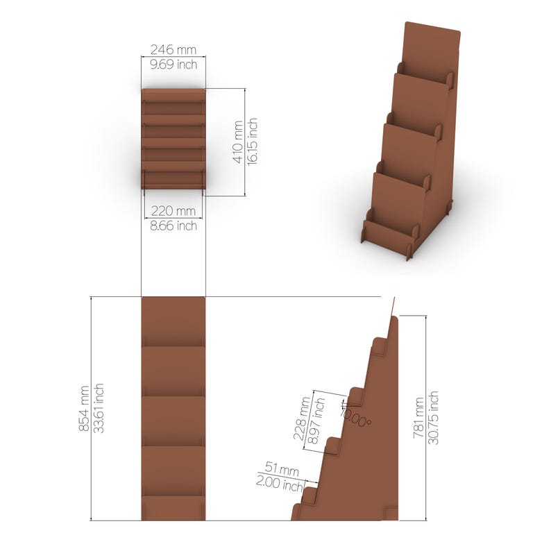 A4 Display Stand - Digital Download Laser Cutting Files: 4 Tier Market ...