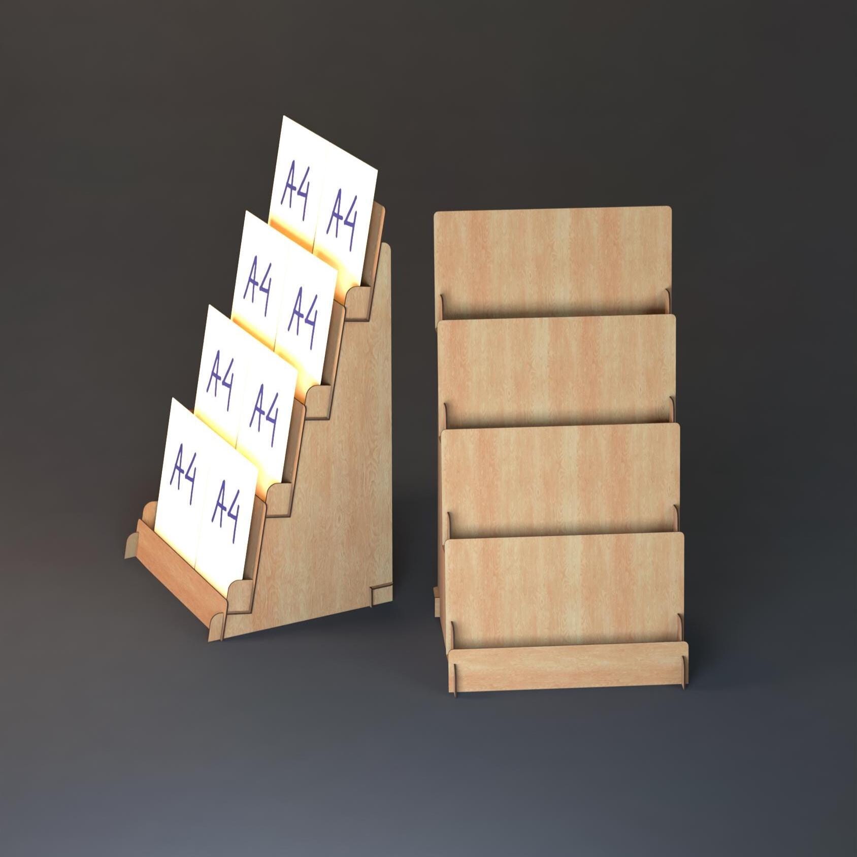 A4 Display Stand Laser Cutting Files - 4 Tier Counter Shelf for Market ...