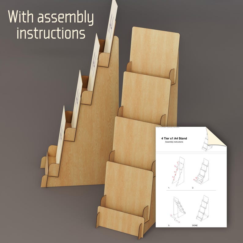 A4 Display Stand - Digital Download Laser Cutting Files: 4 Tier Market ...