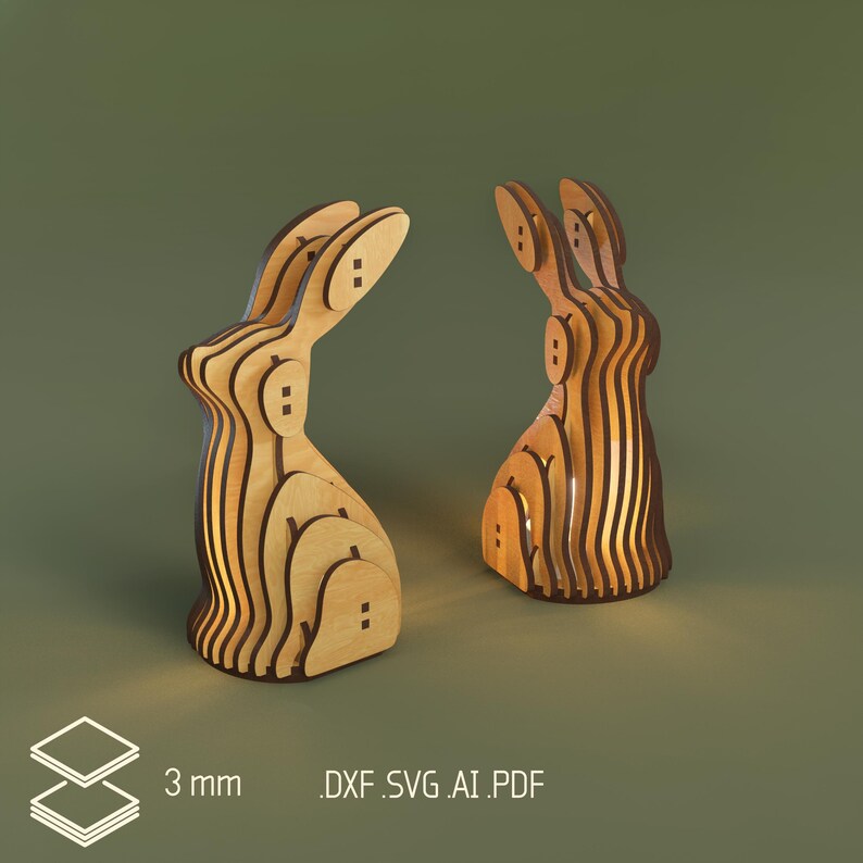 Bunny S - Laser Cut Files, 3mm | Spring Laser Cutting, Rabbit 3d ...