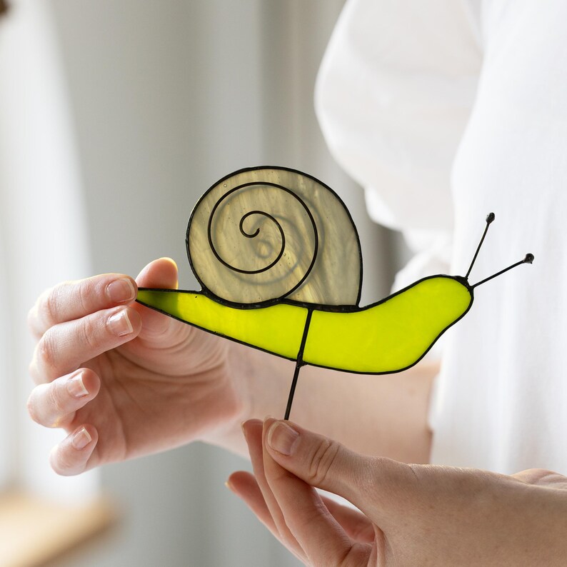 Snail Stained Glass Suncatcher, Snail Light Catcher, Animal Sun Catcher ...