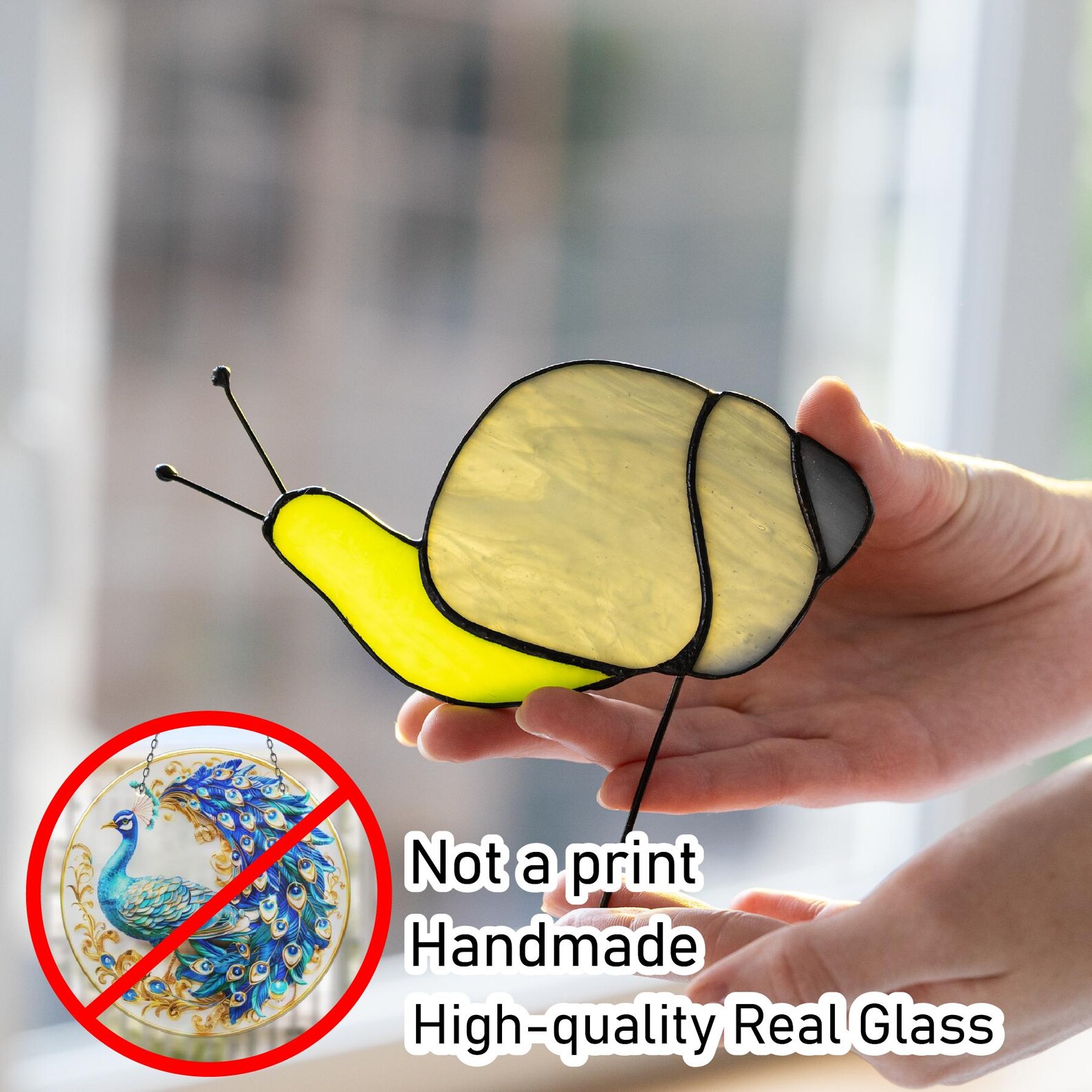 Snail Stained Glass Suncatcher, Snail Light Catcher, Animal Sun Catcher ...