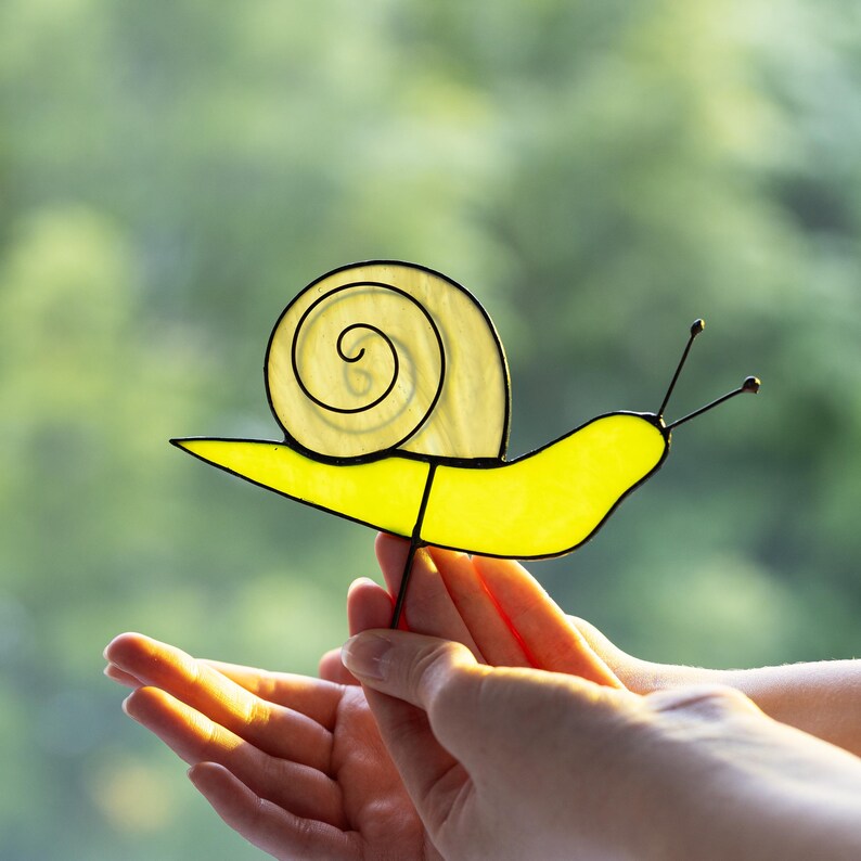 Snail Stained Glass Suncatcher, Snail Light Catcher, Animal Sun Catcher ...