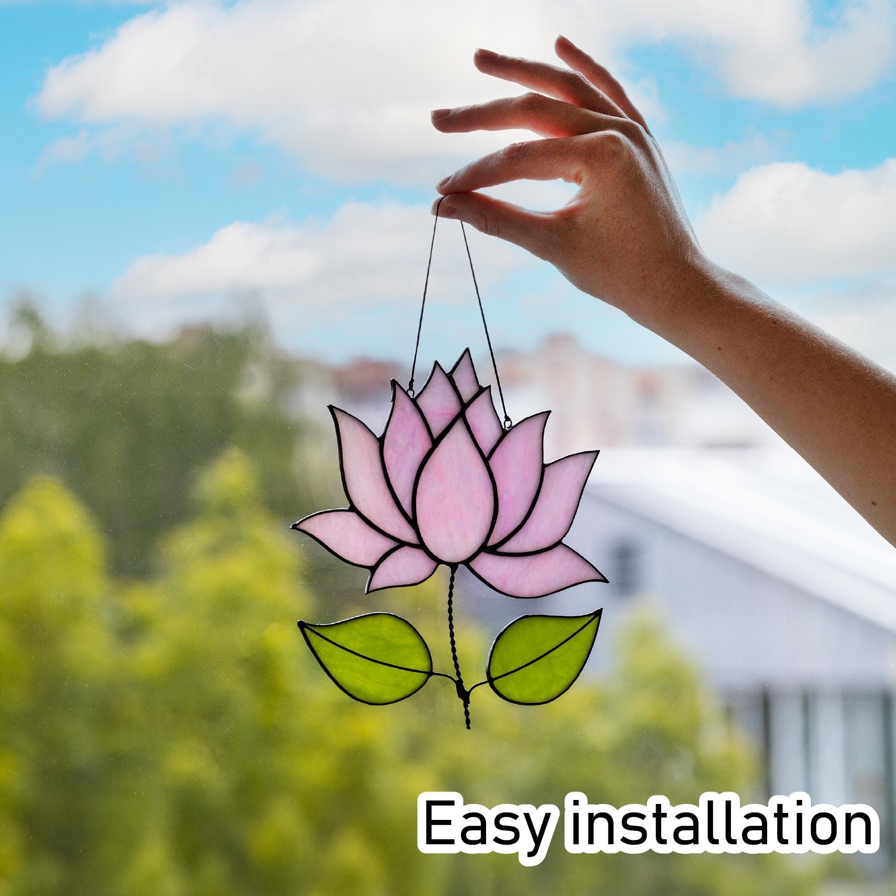 Lotus Suncatcher Stainglass, Flower Suncatcher, Real Stain Glass Sun ...