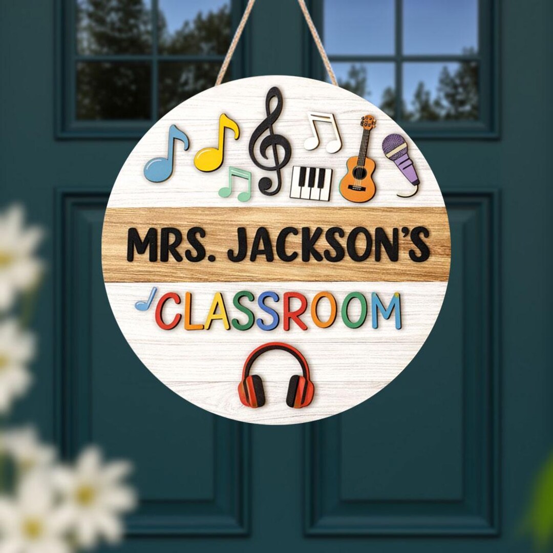 Music Teacher Classroom Door Sign Personalized Music Room Wall Decor ...