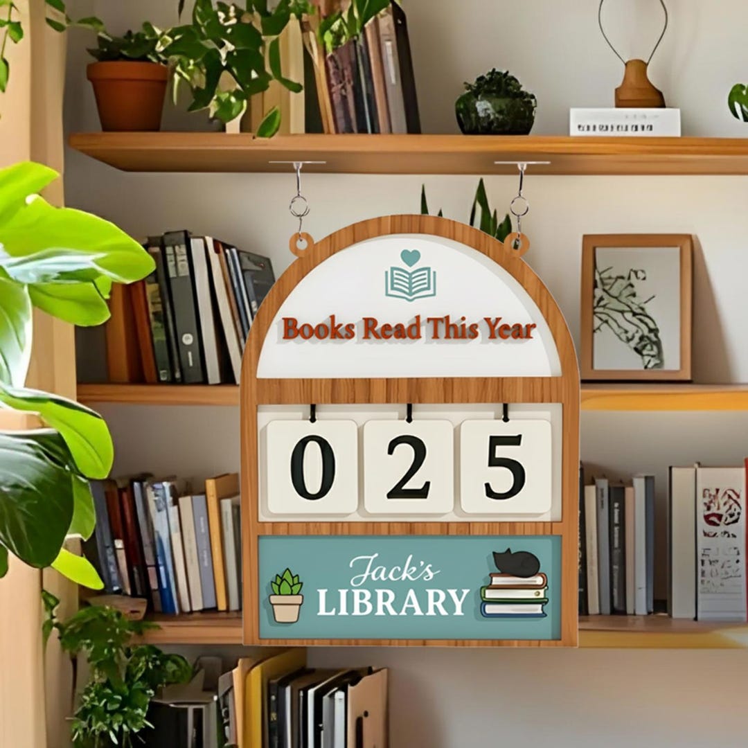 Personalized Wooden Books Read Counter Sign, Custom Reading Goal ...