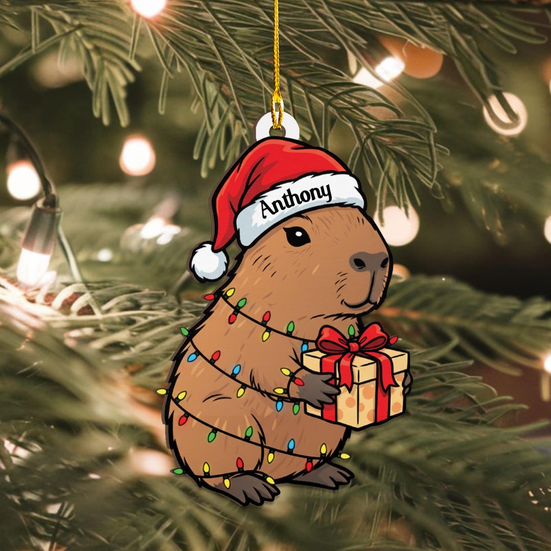 Personalized Capybara Ornament, Custom Name Cute Animal Christmas Decor ...