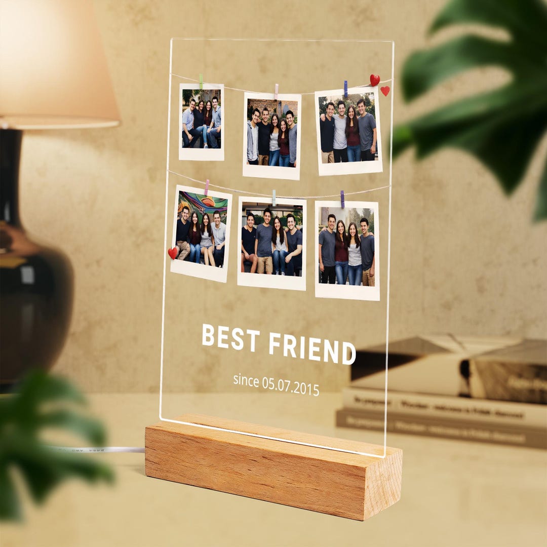 Custom Best Friend Photo Plaque Light, Personalized Anniversary Acrylic ...