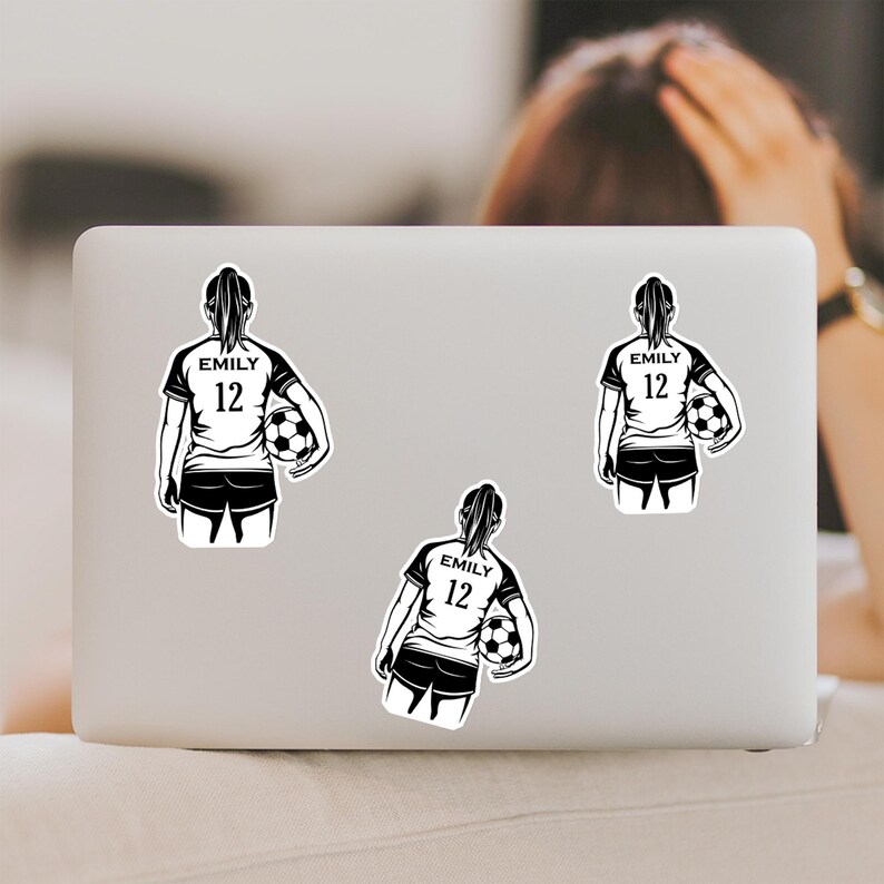 Personalized Soccer Girl Sticker, Custom Name and Number Sports Decal ...