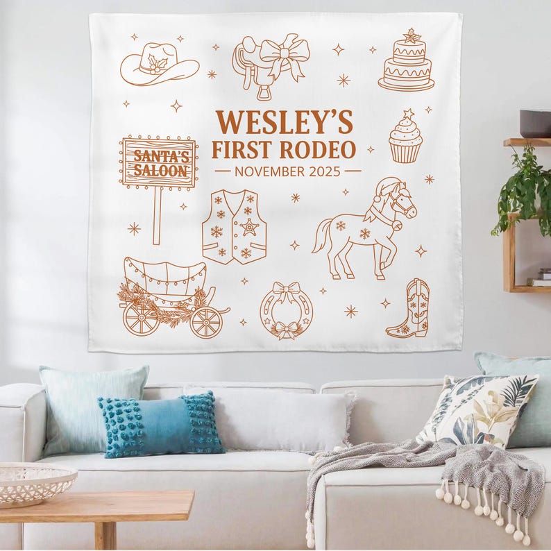Custom First Rodeo Birthday Banner, Cowboy Theme Party Decor ...