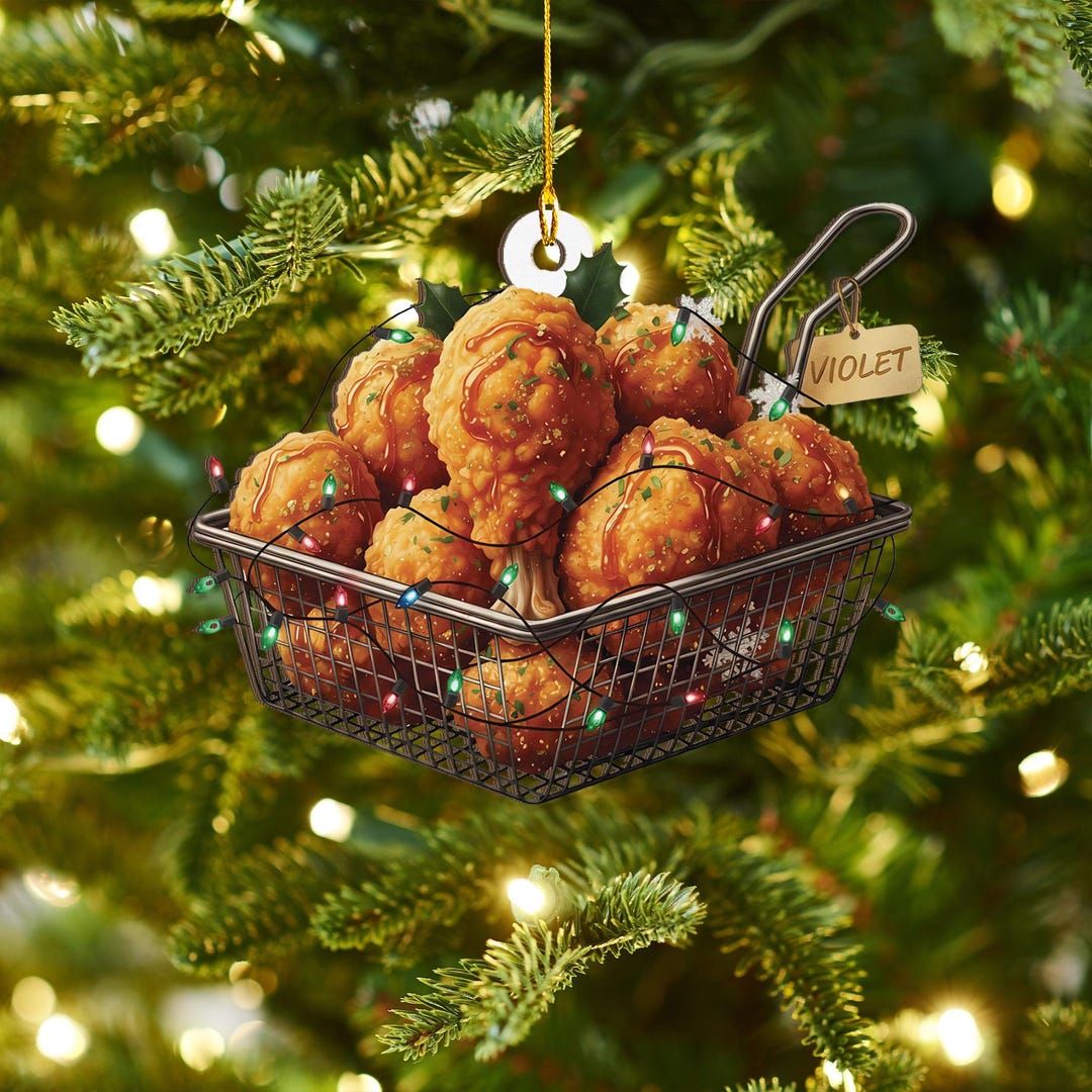 Funny Fried Chicken Christmas Decor, Personalized Fast Food Gift for ...