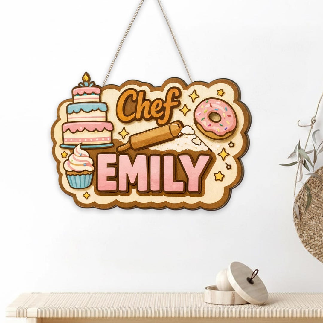 Personalized Baker Door Sign Custom Pastry Chef Name Plate for Kitchen ...
