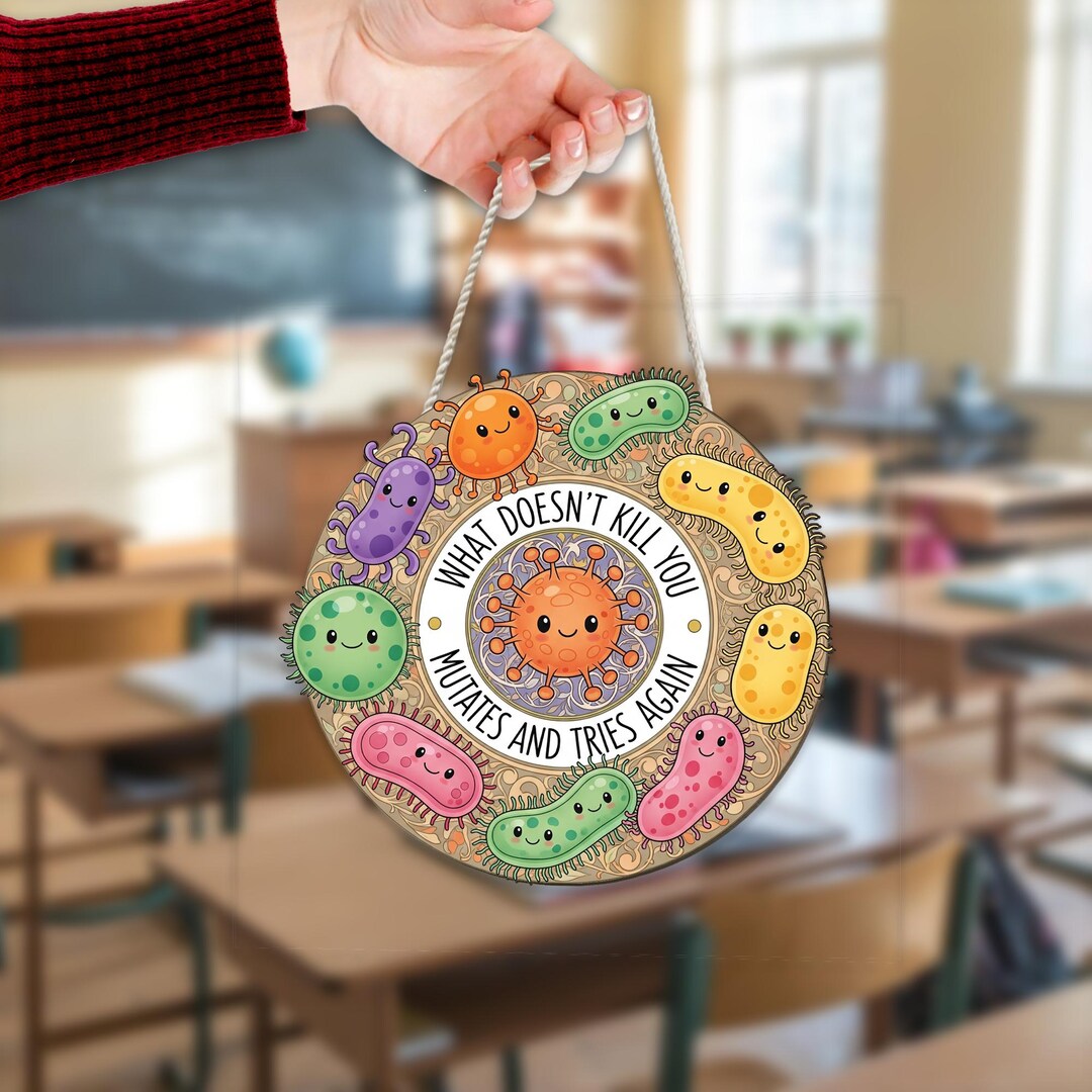 Funny Science Wooden Sign: Geeky Microbe & Virus Decor - Etsy
