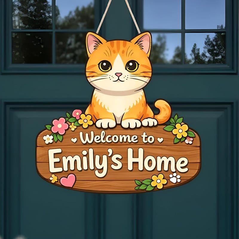 Cat Welcome Sign Wooden - Etsy