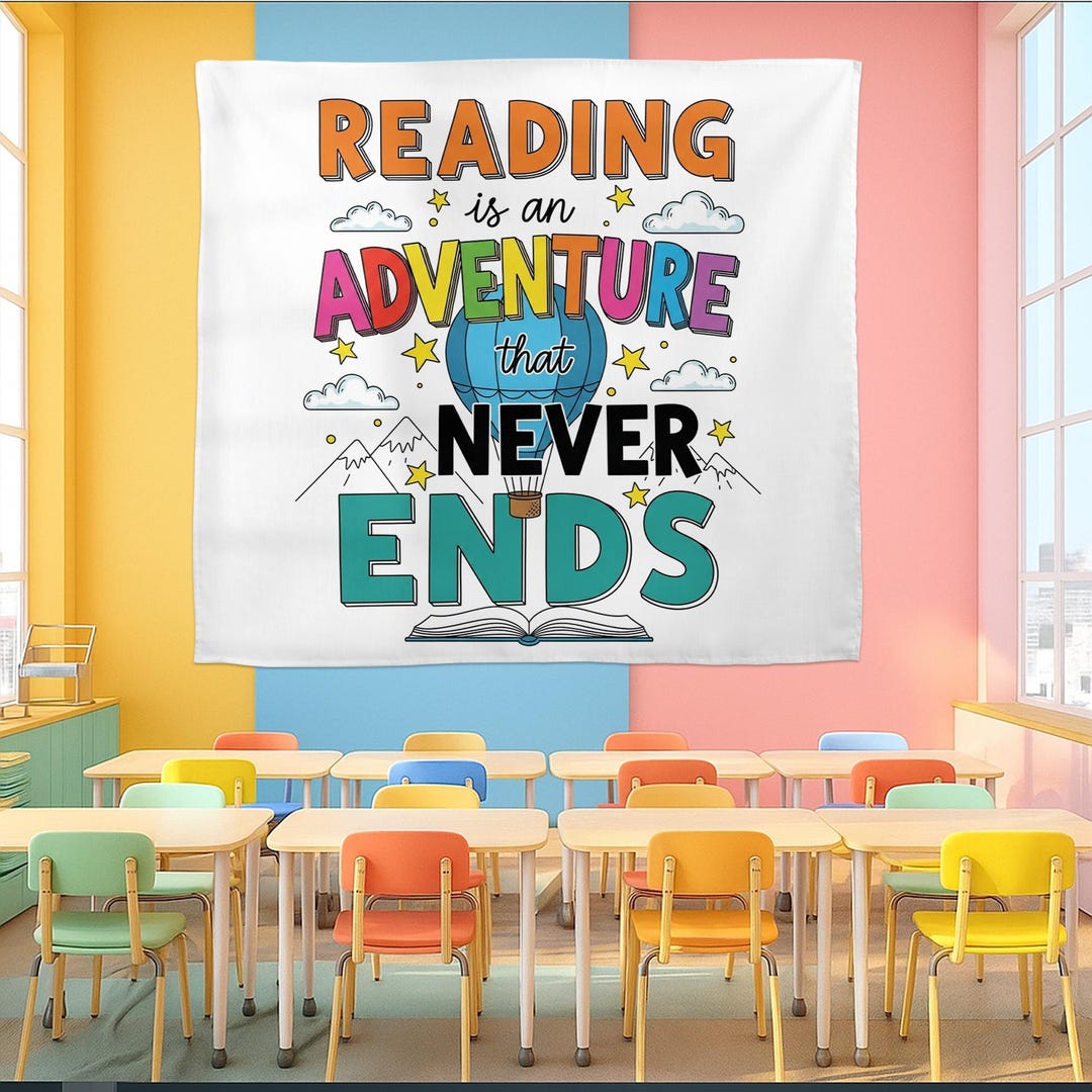 Reading Adventure Tapestry, Classroom Wall Decor, Teacher Reading ...