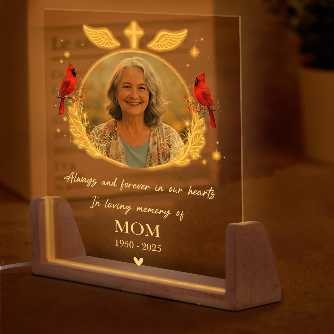 Personalized Memorial Lamp With Photo Sympathy Gift for Loss of Mother ...
