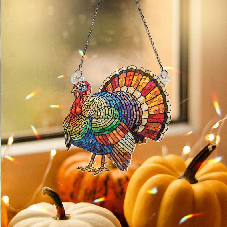 Hologram Acrylic Turkey Suncatcher: Thanksgiving Window Decor - Etsy