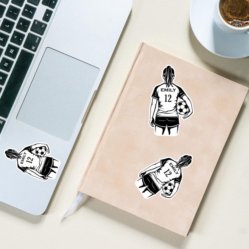 Personalized Soccer Girl Sticker, Custom Name and Number Sports Decal ...
