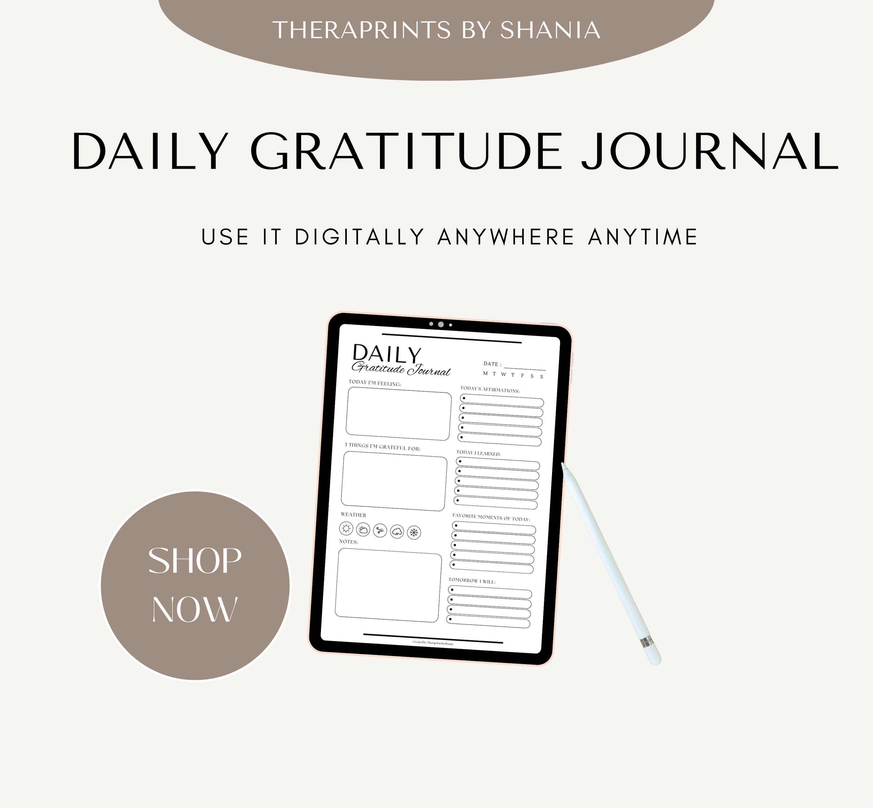 Daily Gratitude Journal Page, Daily Gratitude Check-in Worksheet ...