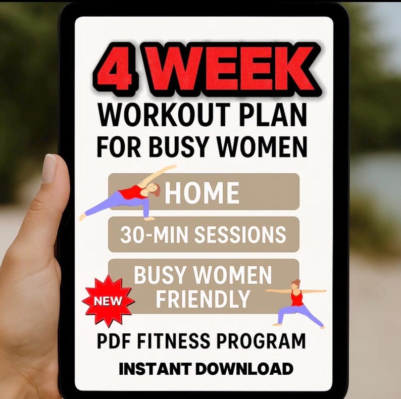 4 Week Workout Plan for Busy Women | Home & Gym | 30 Min Sessions | PDF ...