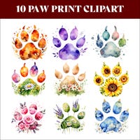 Paw Print Sunflower Digital Design for Sublimation, PNG Instant ...