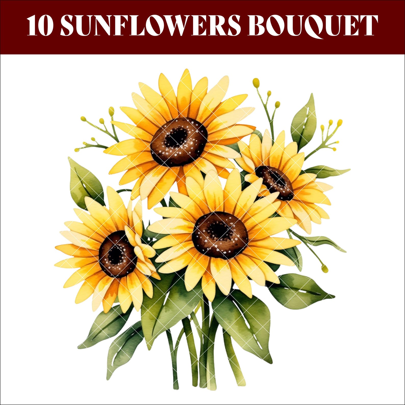 Sunflower Bouquet Clipart PNG, Watercolor Sunflowers Bouquet, Rustic ...