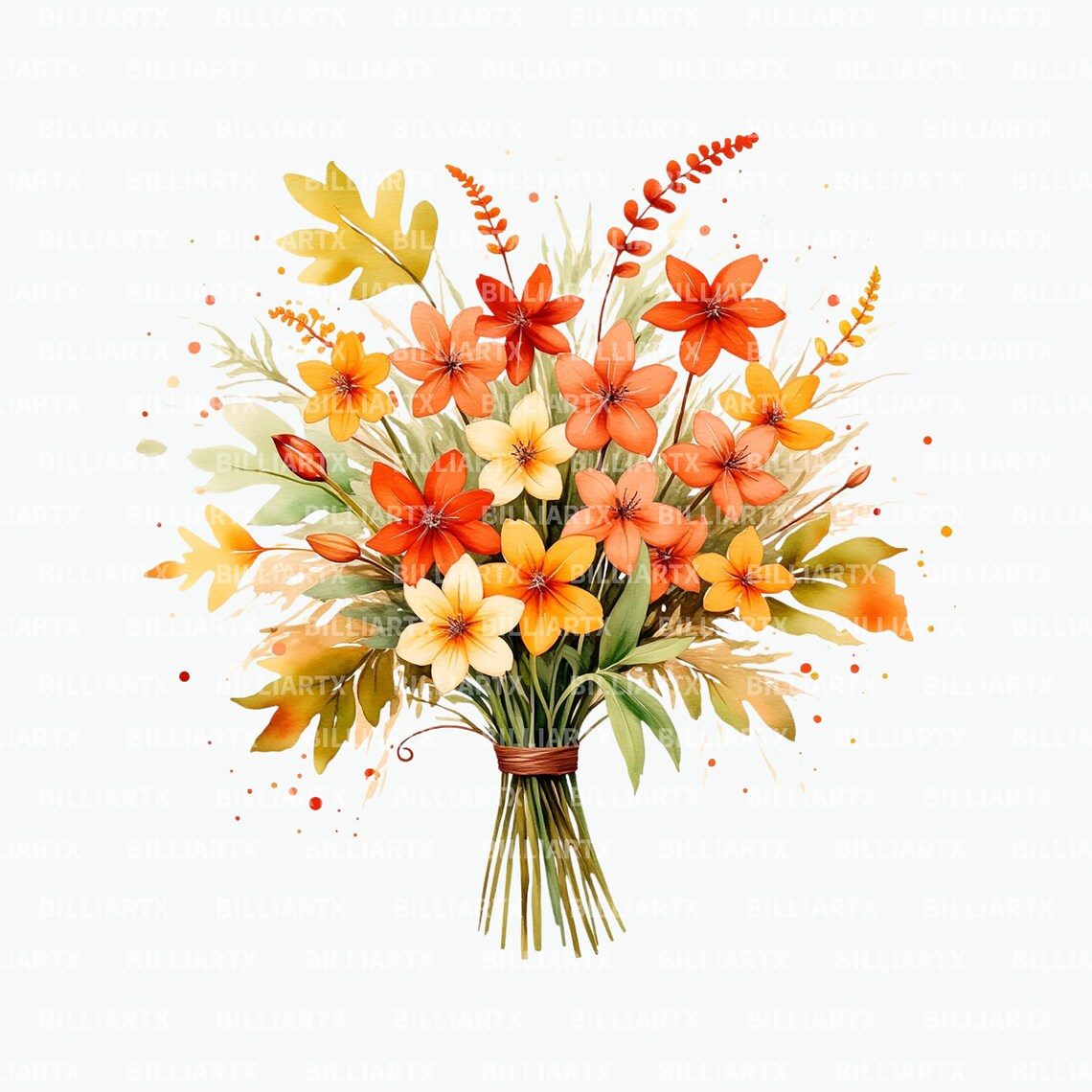 Autumn Leaves Watercolor Clipart: Fall Floral Bouquets (PNG Digital ...
