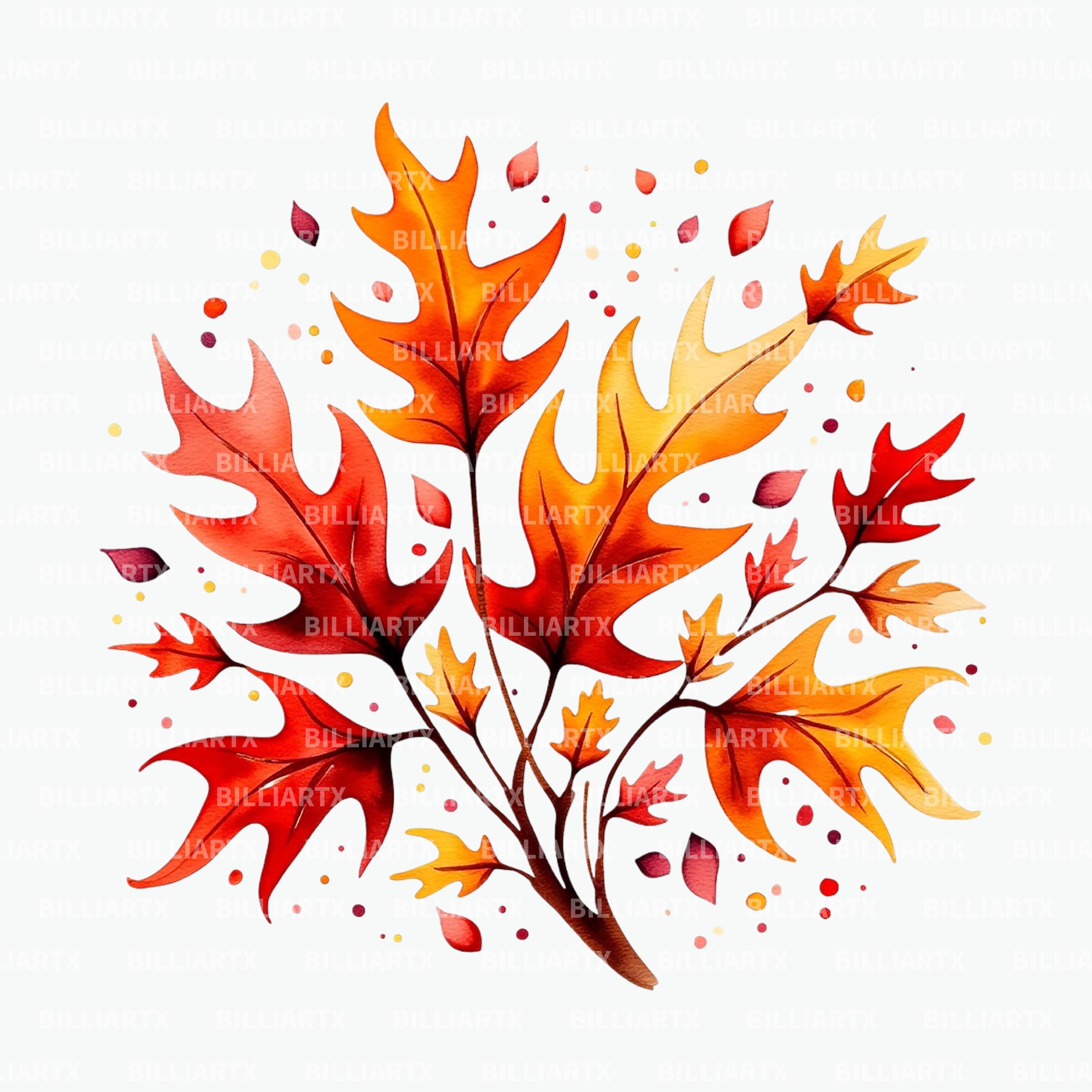 Autumn Leaves Watercolor Clipart: Fall Floral Bouquets (PNG Digital ...