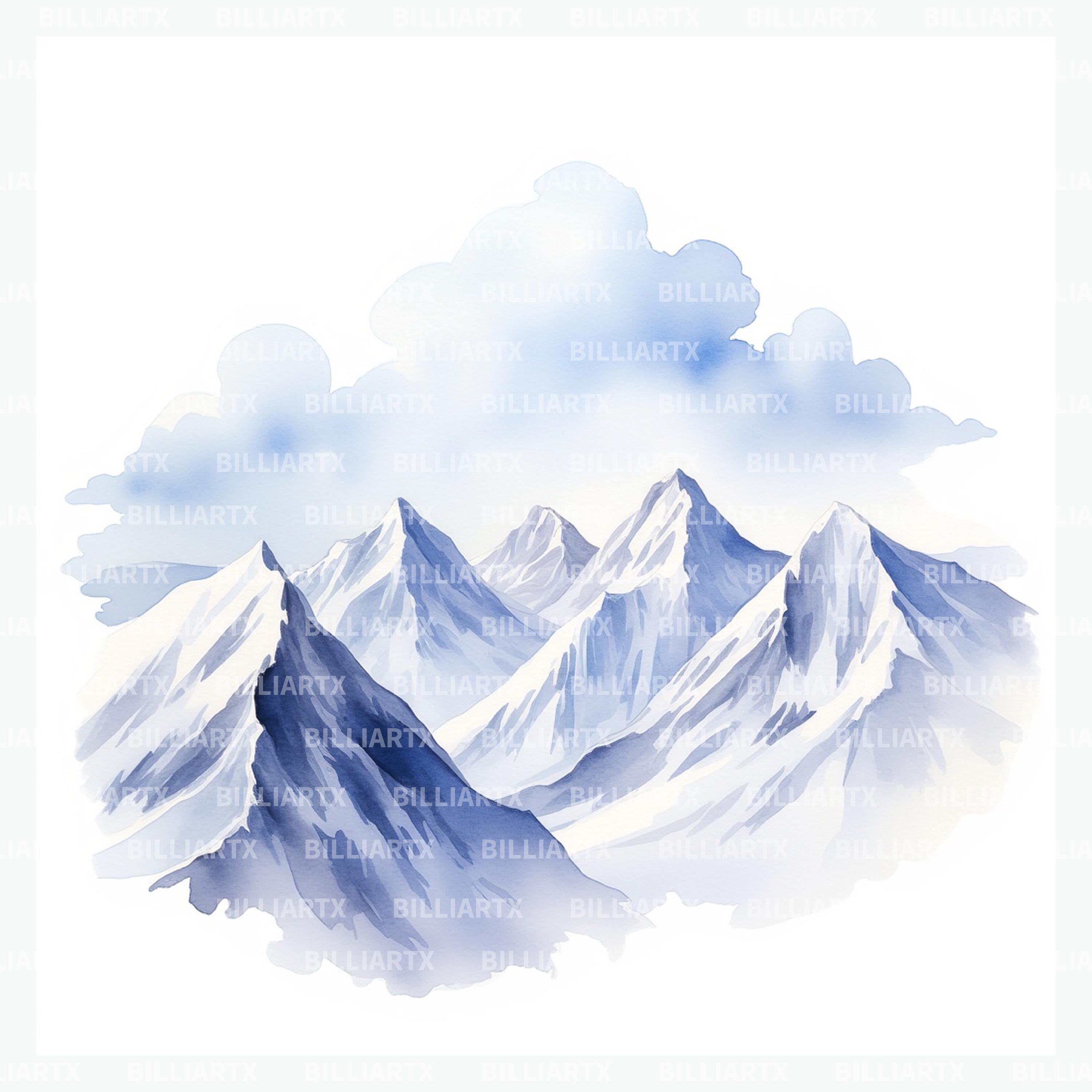 Winter Landscape Clipart Bundle, Snowy Forest Watercolor JPG, Cabin ...