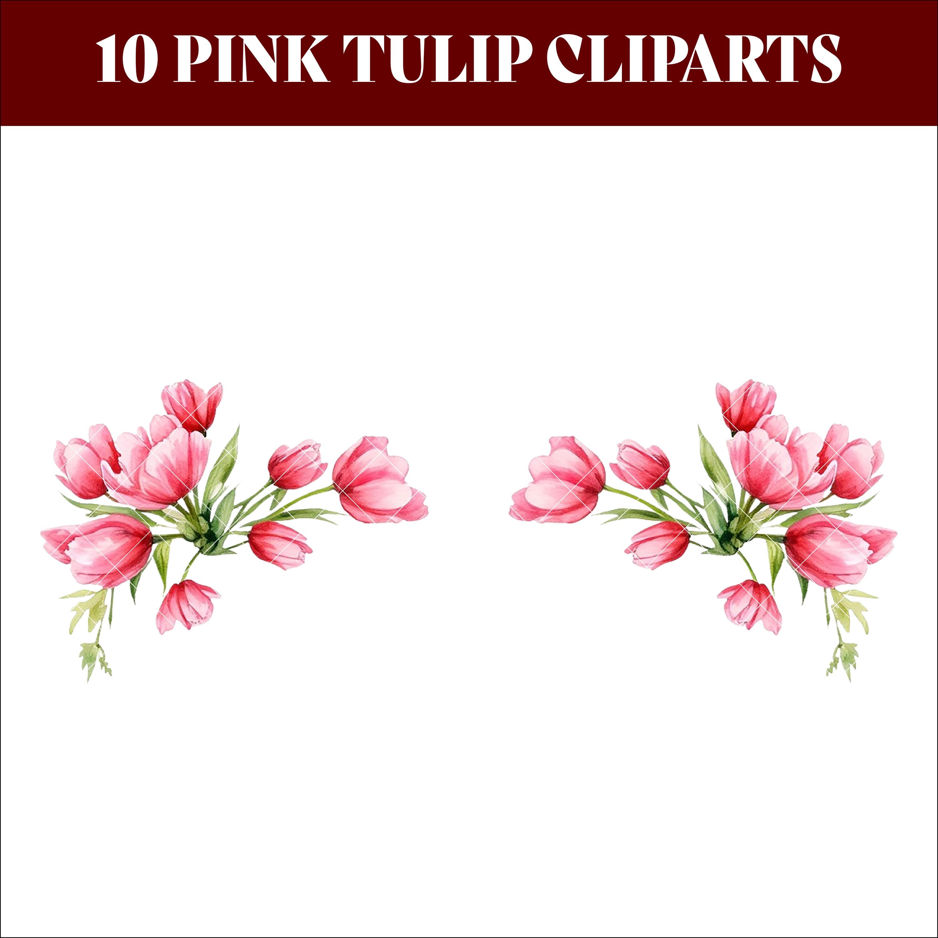 Pink Tulip Clipart PNG, Watercolor Pink Tulips Bundle, Floral Bouquets ...