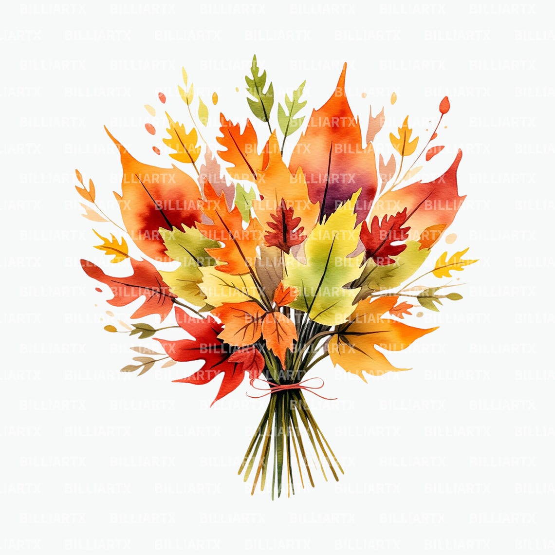 Autumn Leaves Watercolor Clipart: Fall Floral Bouquets (PNG Digital ...