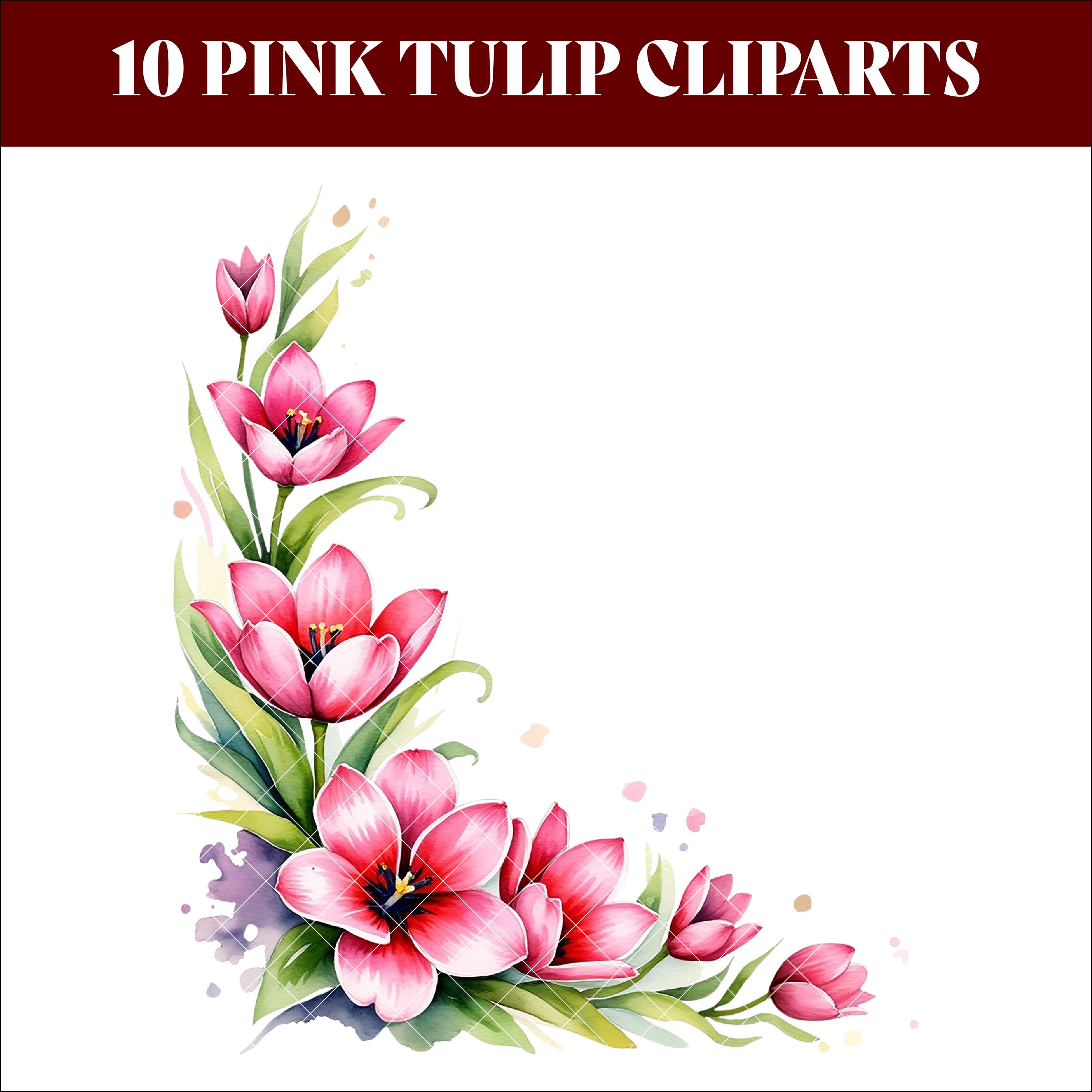 Pink Tulip Clipart PNG, Watercolor Pink Tulips Bundle, Floral Bouquets ...