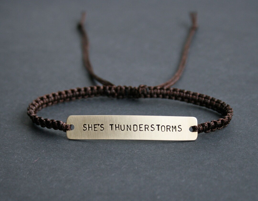 She's Thunderstorms Sterling Silver or Brass and Macramé Bracelet ...