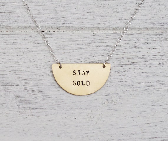 Stay Gold Brass or Sterling Silver Semi Circle Necklace Can | Etsy