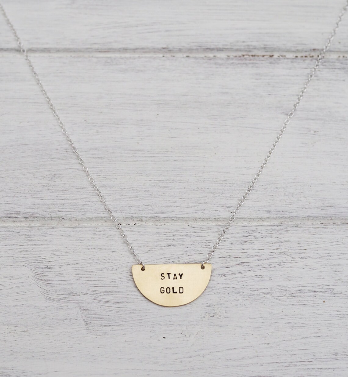 Stay Gold Brass or Sterling Silver Semi Circle Necklace Can - Etsy