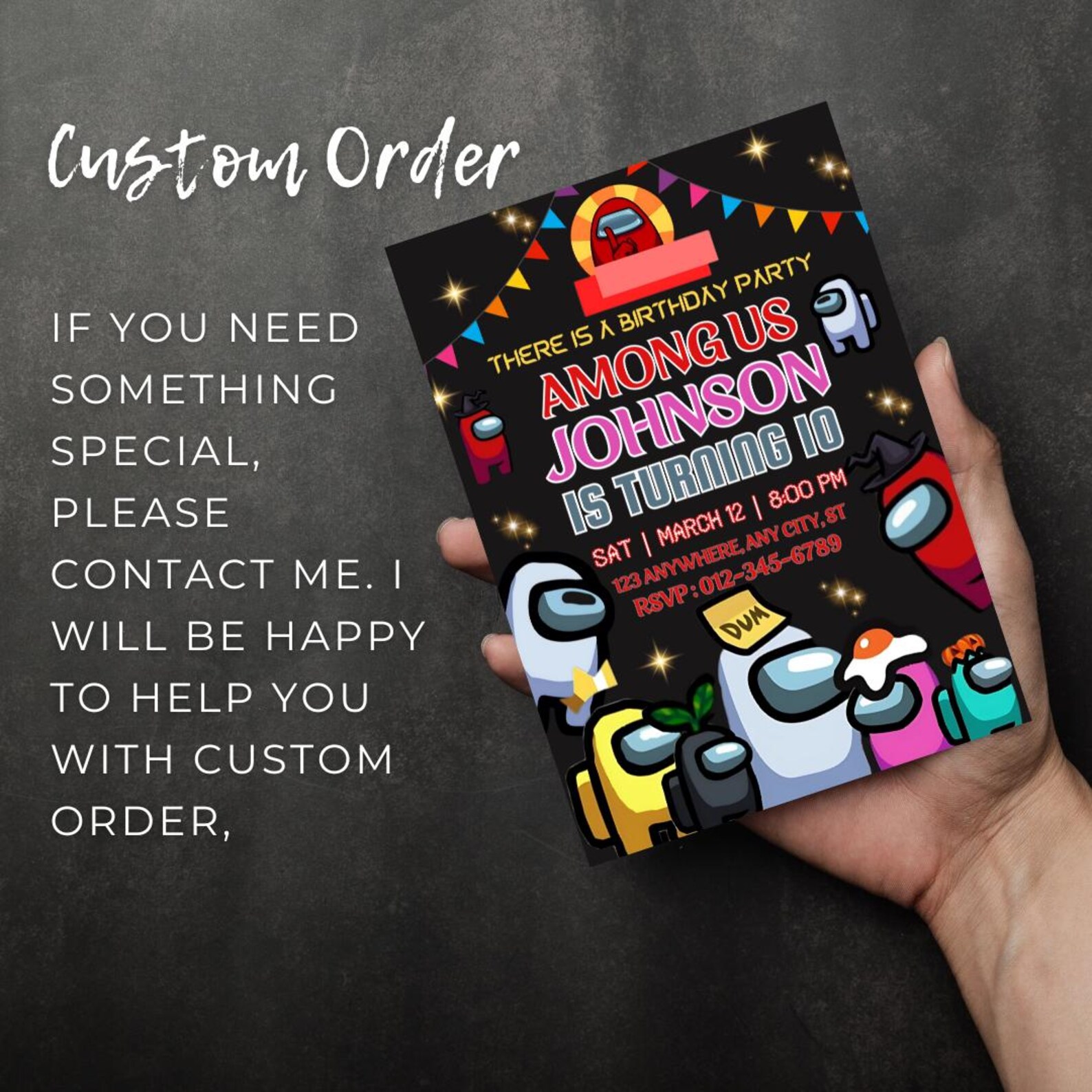 Among Us Invitation Birthday Invitation | Kids Birthday Invitation ...